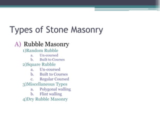 Stone masonry ppt | PDF