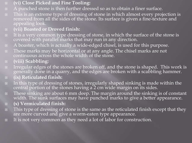 Stones dressing as a Building material and construction | PPTX