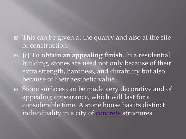Stones dressing as a Building material and construction | PPTX