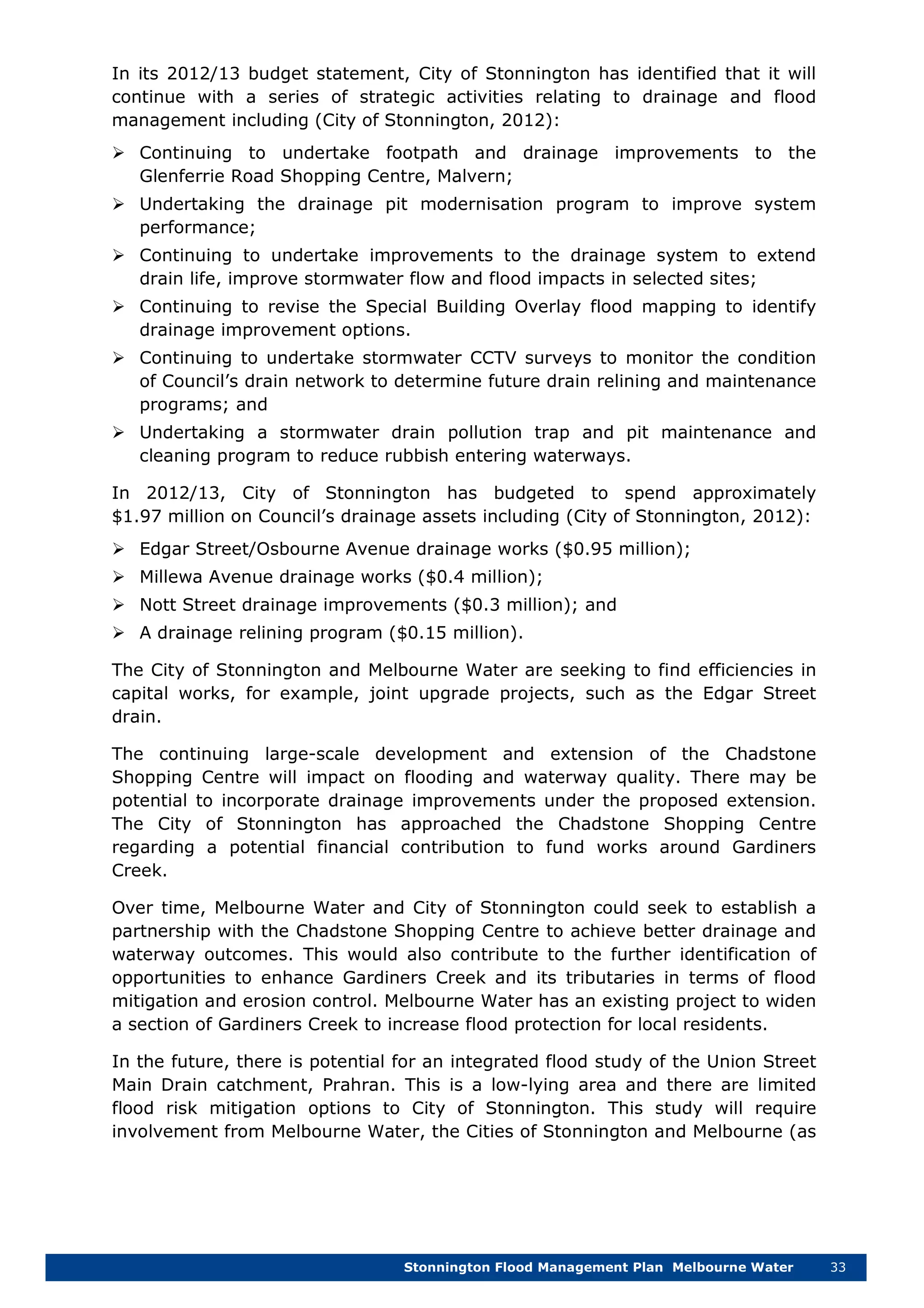Stonnington Flood Management Plan - Grace's revised version October ...