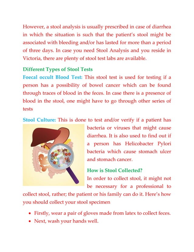Stool Analysis Victoria | PDF | Digestive Disorders | Diseases and Conditions