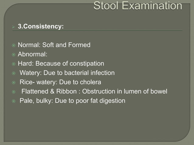 Stool examination | PPTX | Digestive Disorders | Diseases and Conditions