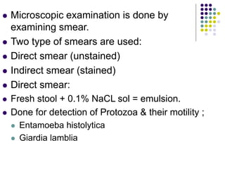 Stool examination.ppt | Digestive Disorders | Diseases and Conditions