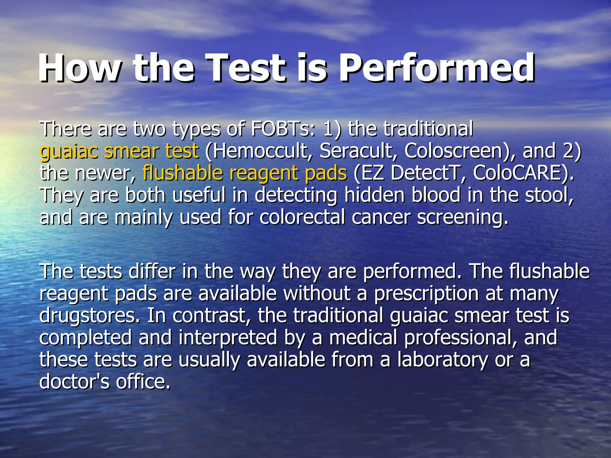Stool occult blood test | PPT