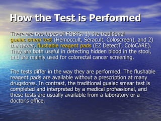 Stool occult blood test | PPT
