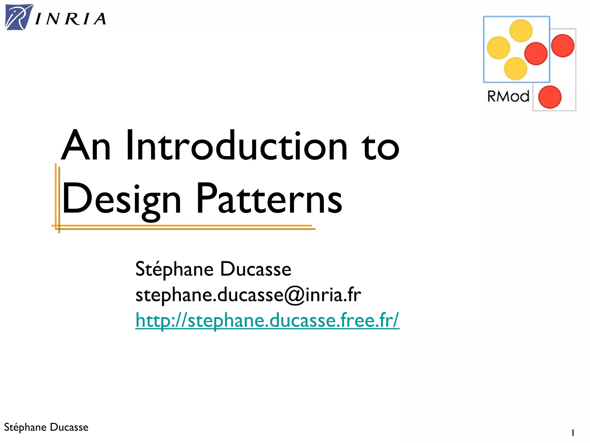 Stoop 430-design patternsintro | PPT | Programming Languages | Computing