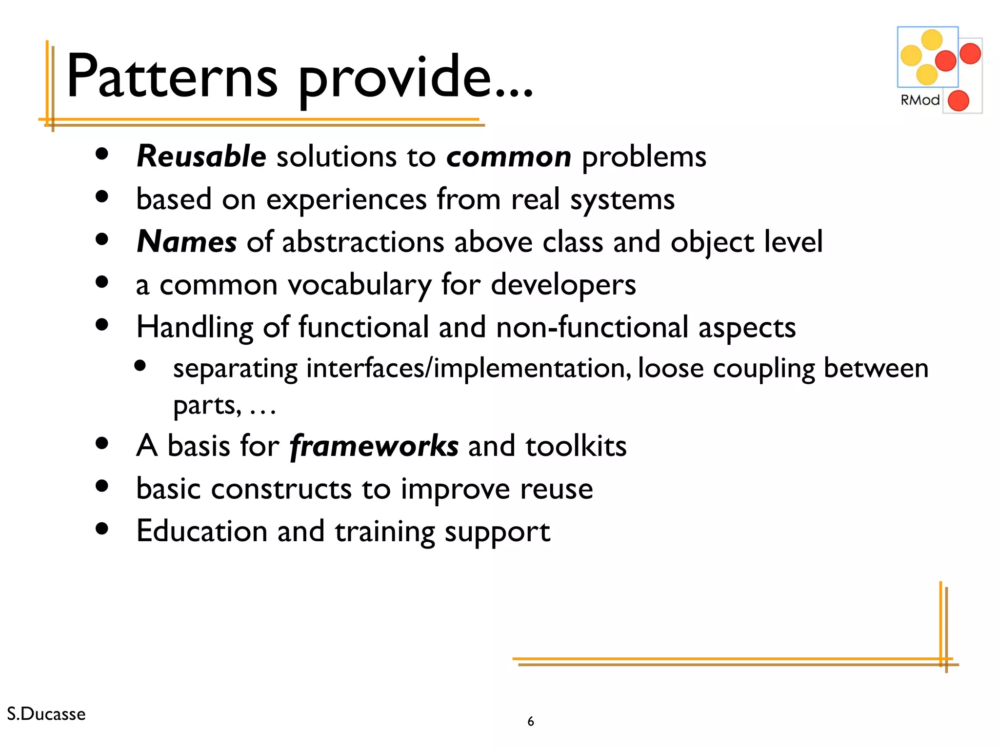 Stoop 430-design patternsintro | PPT | Programming Languages | Computing