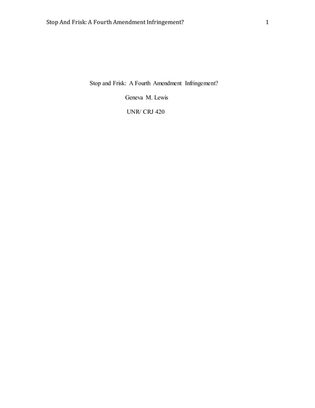 Stop and Frisk | PDF