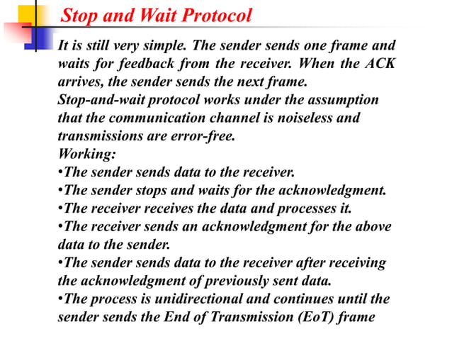 stop and wait | PPT | Computer Networking | Computing