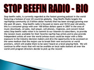 Stopbeefinradio 2011 press kit | PPT