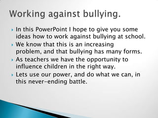 Stop bullying | PPTX | Crime & Harmful Acts to Individuals, Society ...