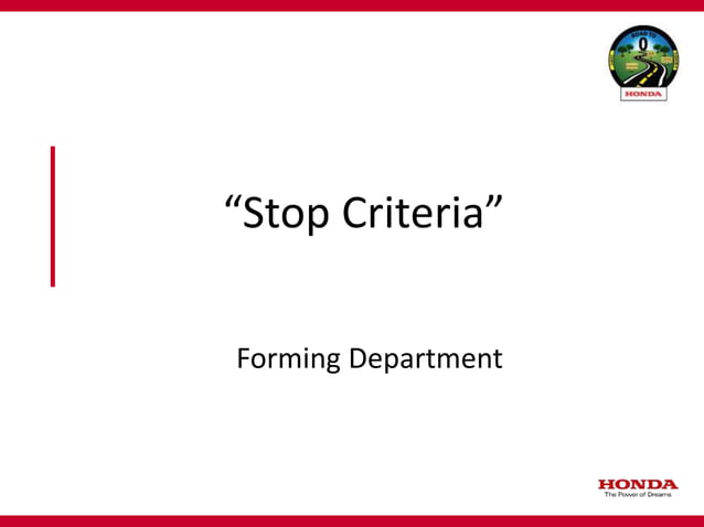 "Stop Criteria" Safety Standard | PPTX
