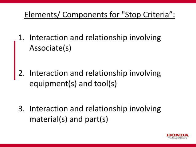 "Stop Criteria" Safety Standard | PPTX
