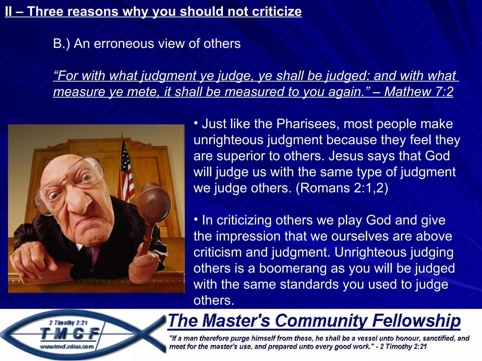 Stop criticizing | PPT