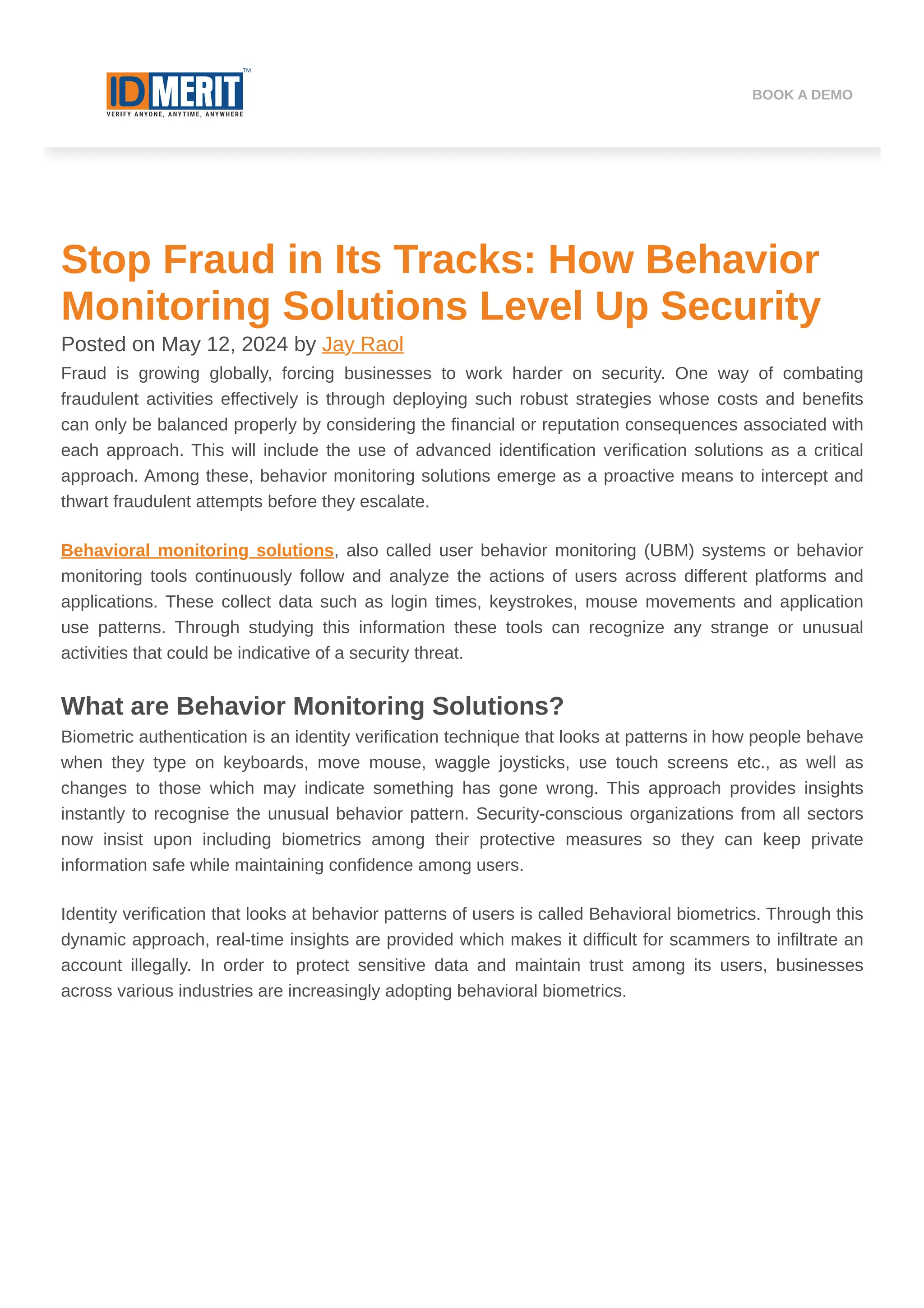 Stop Fraud in Its Tracks: How Behavior Monitoring Solutions Level Up ...