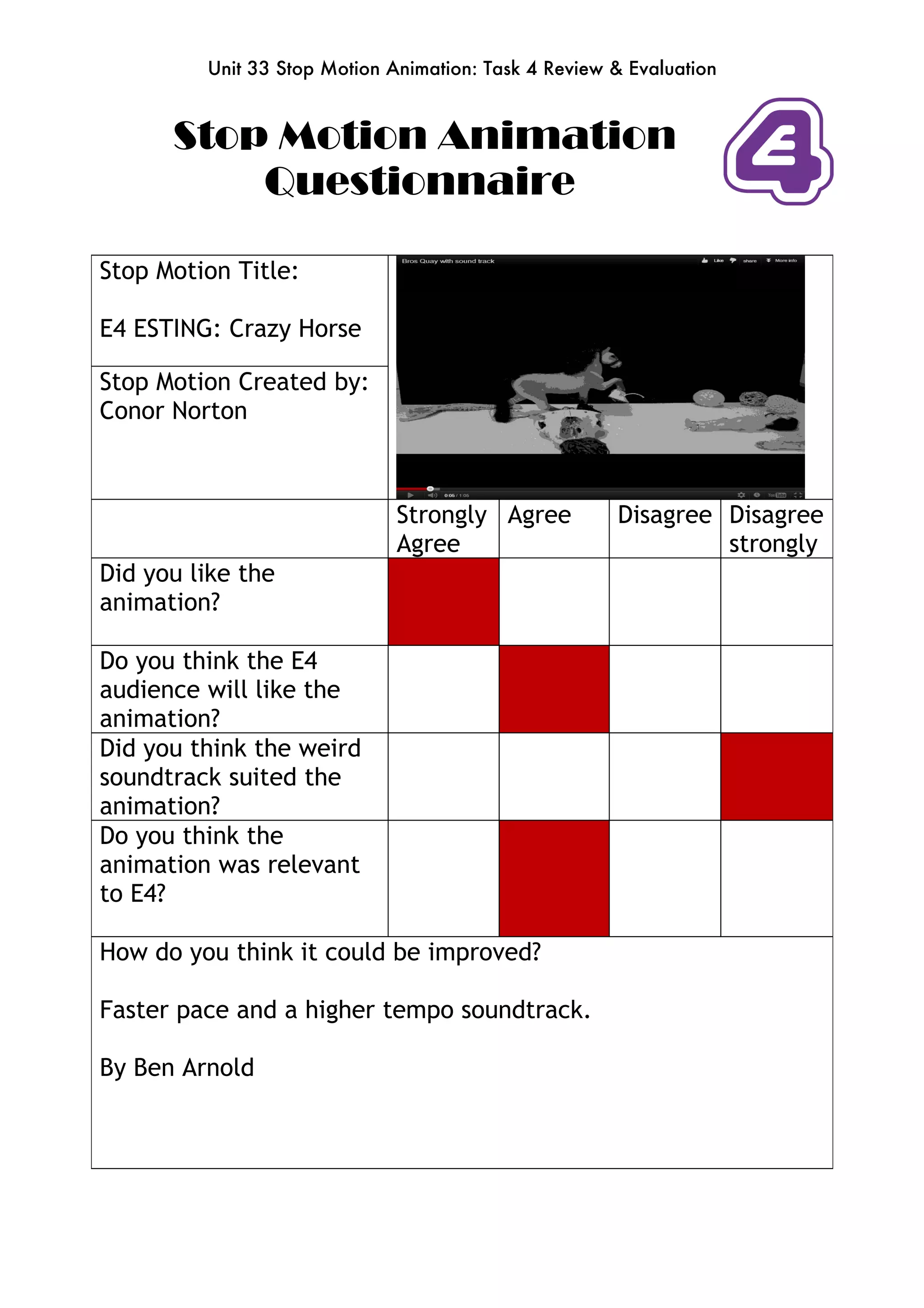 Stop motion animation questionnaire conor norton | PDF