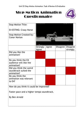 Stop motion animation questionnaire conor norton | DOC