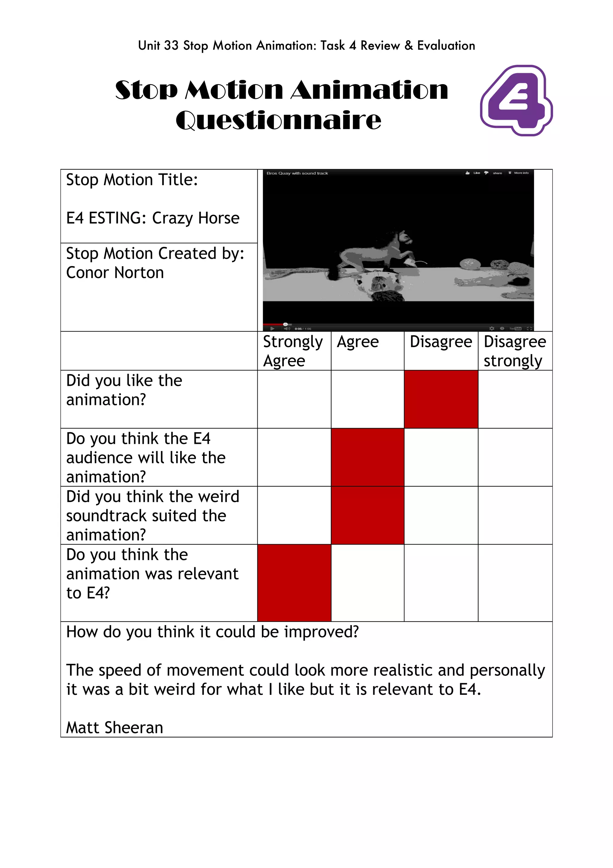 Stop motion animation questionnaire conor norton 2 | PDF