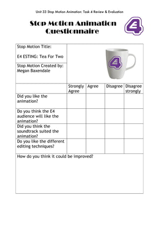 Stop motion animation questionnaire mg | PDF