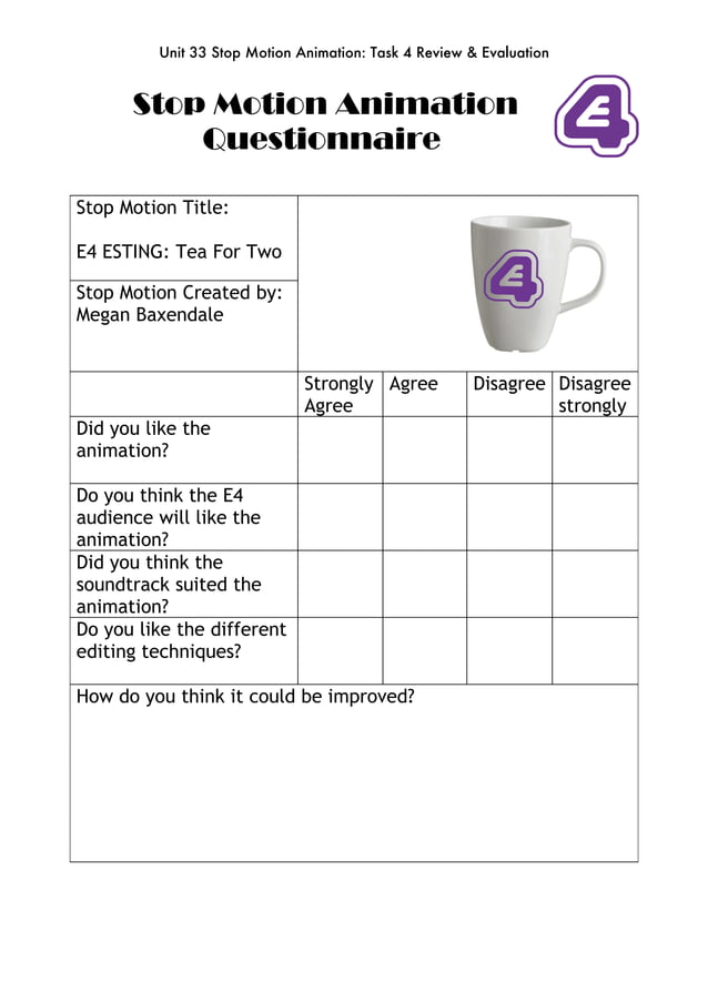 Stop motion animation questionnaire mg | PDF