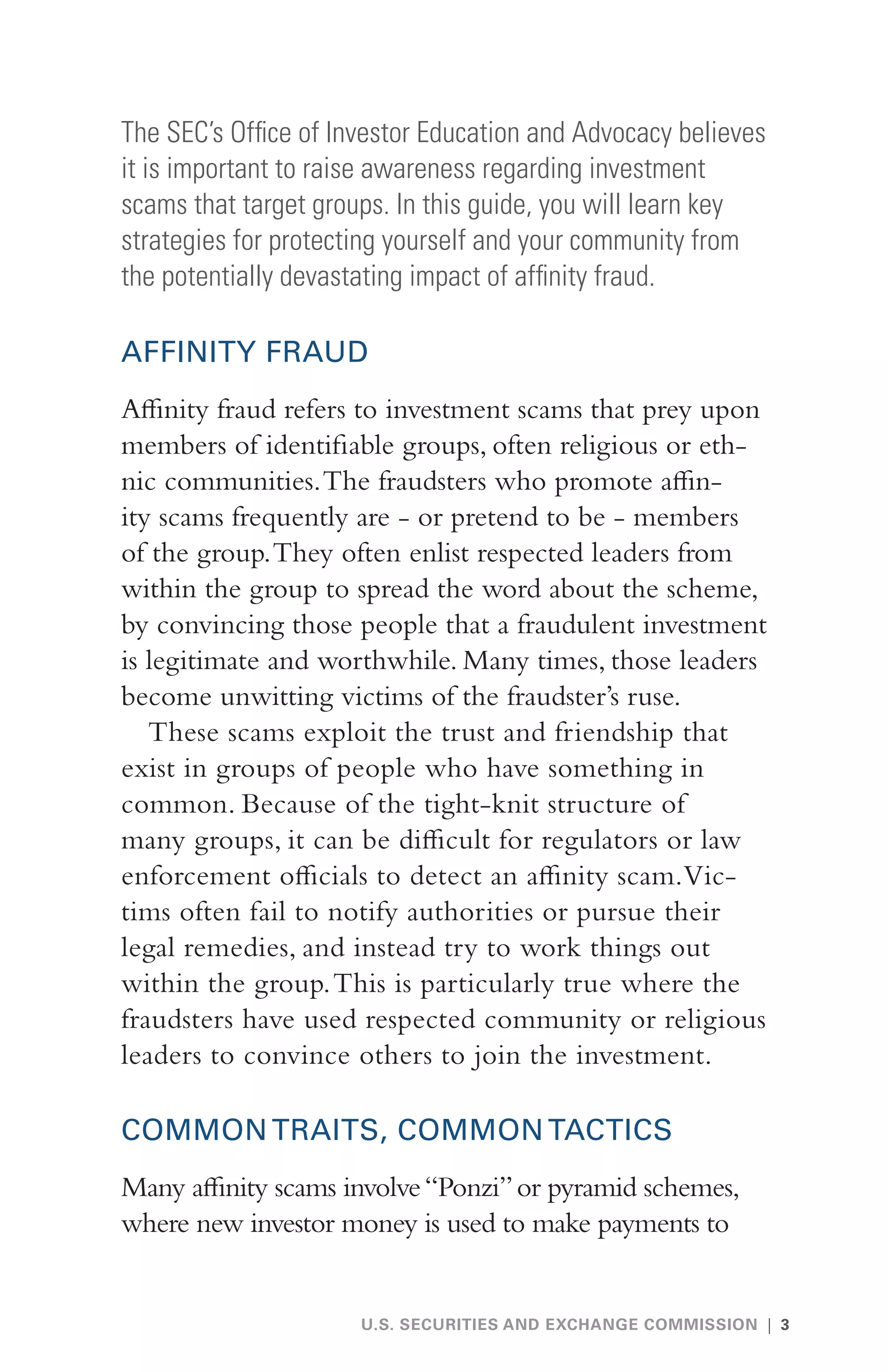 Stopping Affinity Fraud in Your Community | PDF