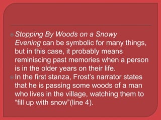 literary devices used in Stopping by woods on a snowy evening | PPT