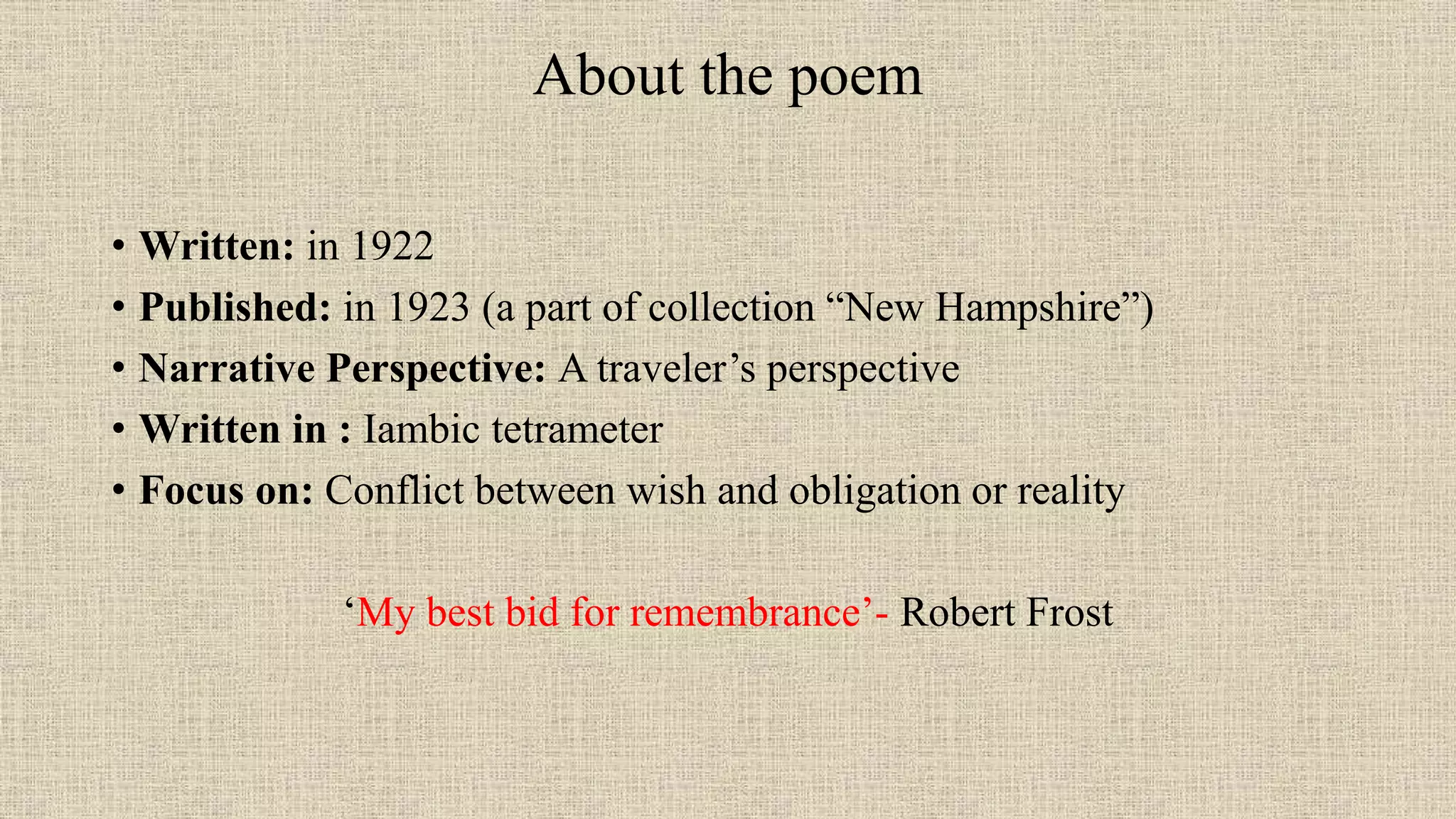 Stopping by Woods on a Snowy Evening-Robert Frost | PPTX