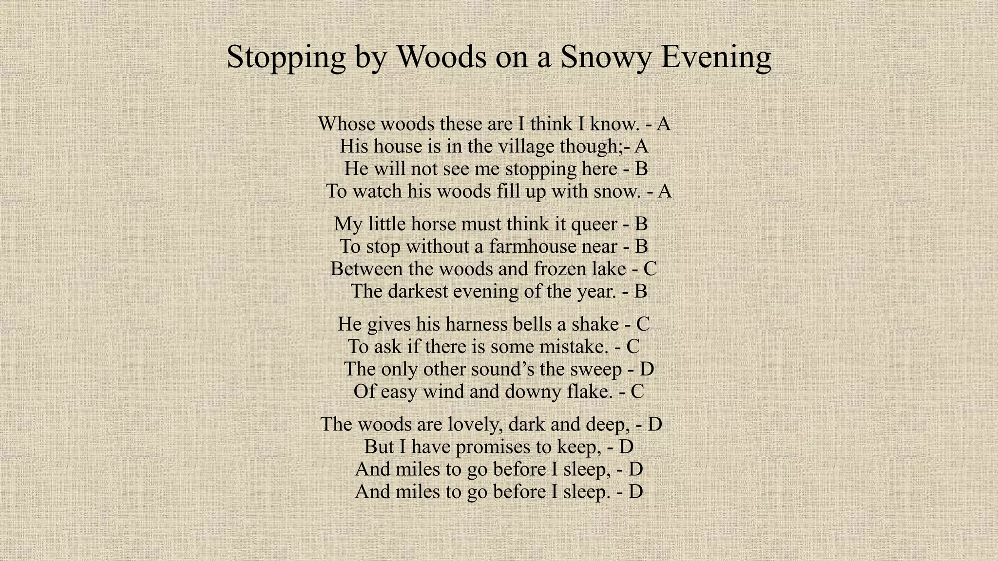 Stopping by woods on a snowy evening | PPTX