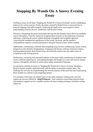 Stopping By Woods On A Snowy Evening Essay.pdf | Weather | Science