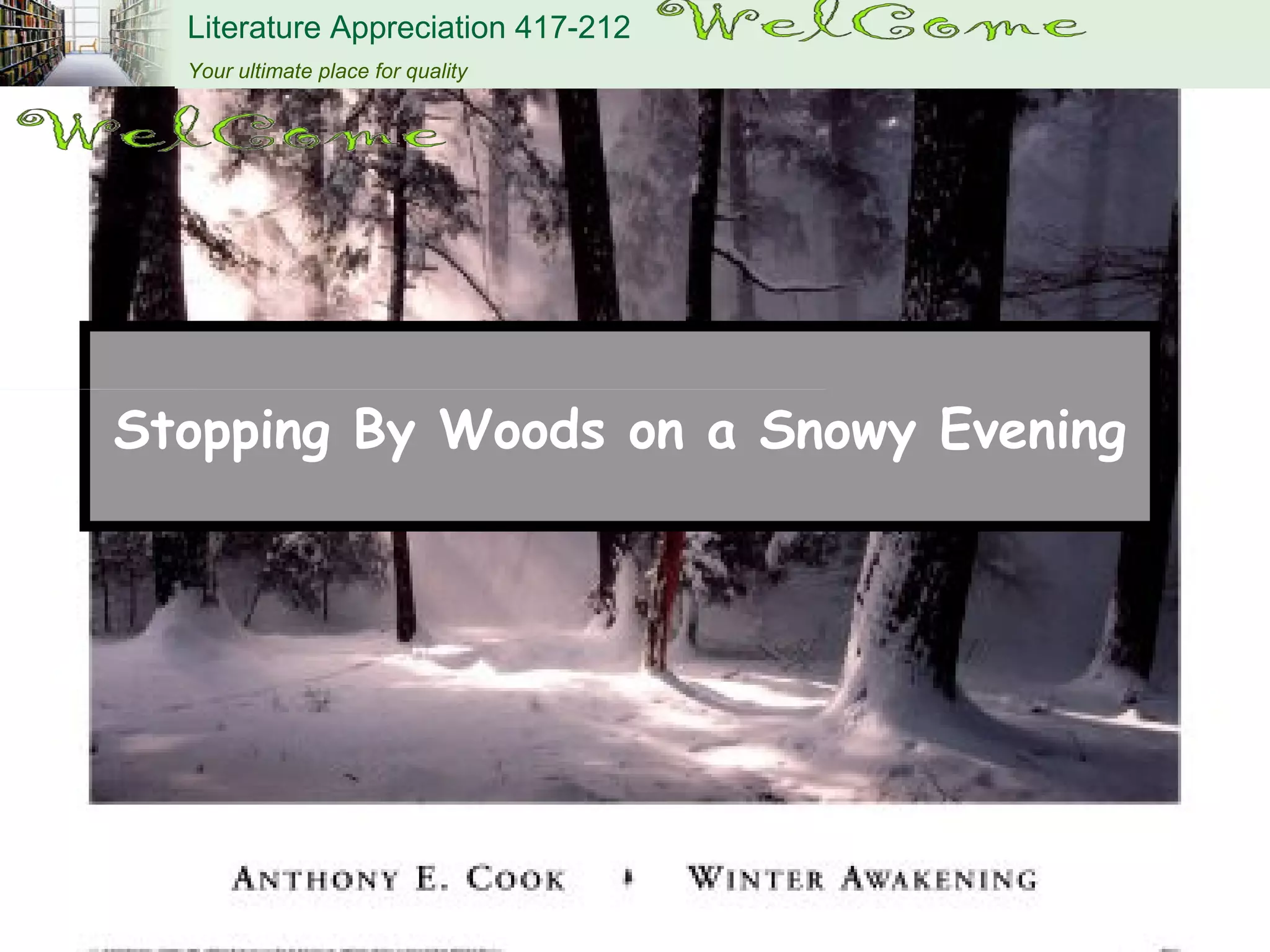 Stopping by woods on a snowy evening modified | PPT