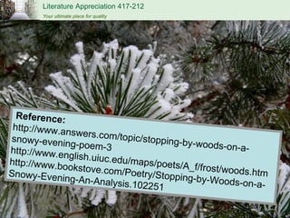 Stopping by woods on a snowy evening modified | PPT