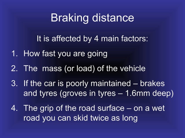 Stopping distances for_cars | PPT | Auto Safety | Automotive