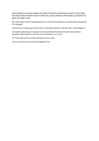 STOP SPREADING INFECTIONS THROUGH MOPS IN HOSPITALS | PDF