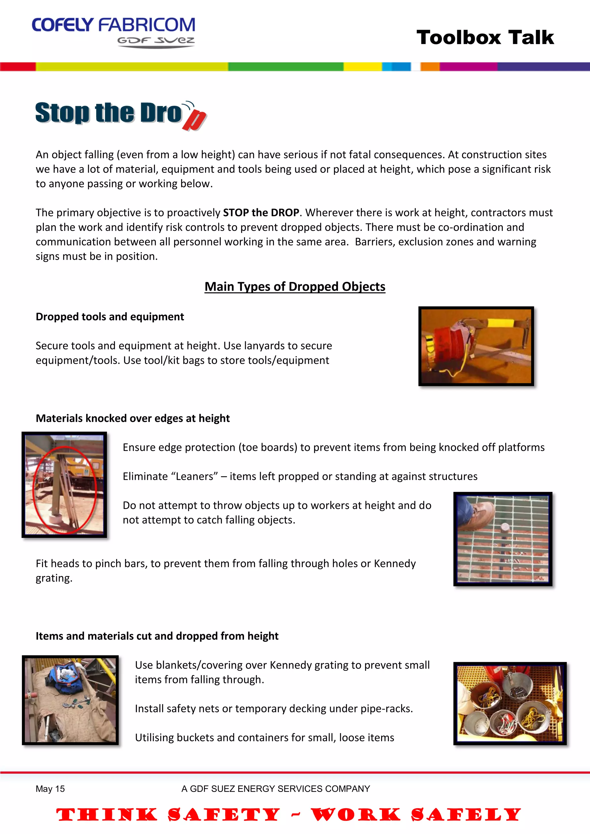 Tool Box Talk | Stop the Drop | PDF