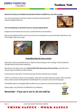 Tool Box Talk | Stop the Drop | PDF