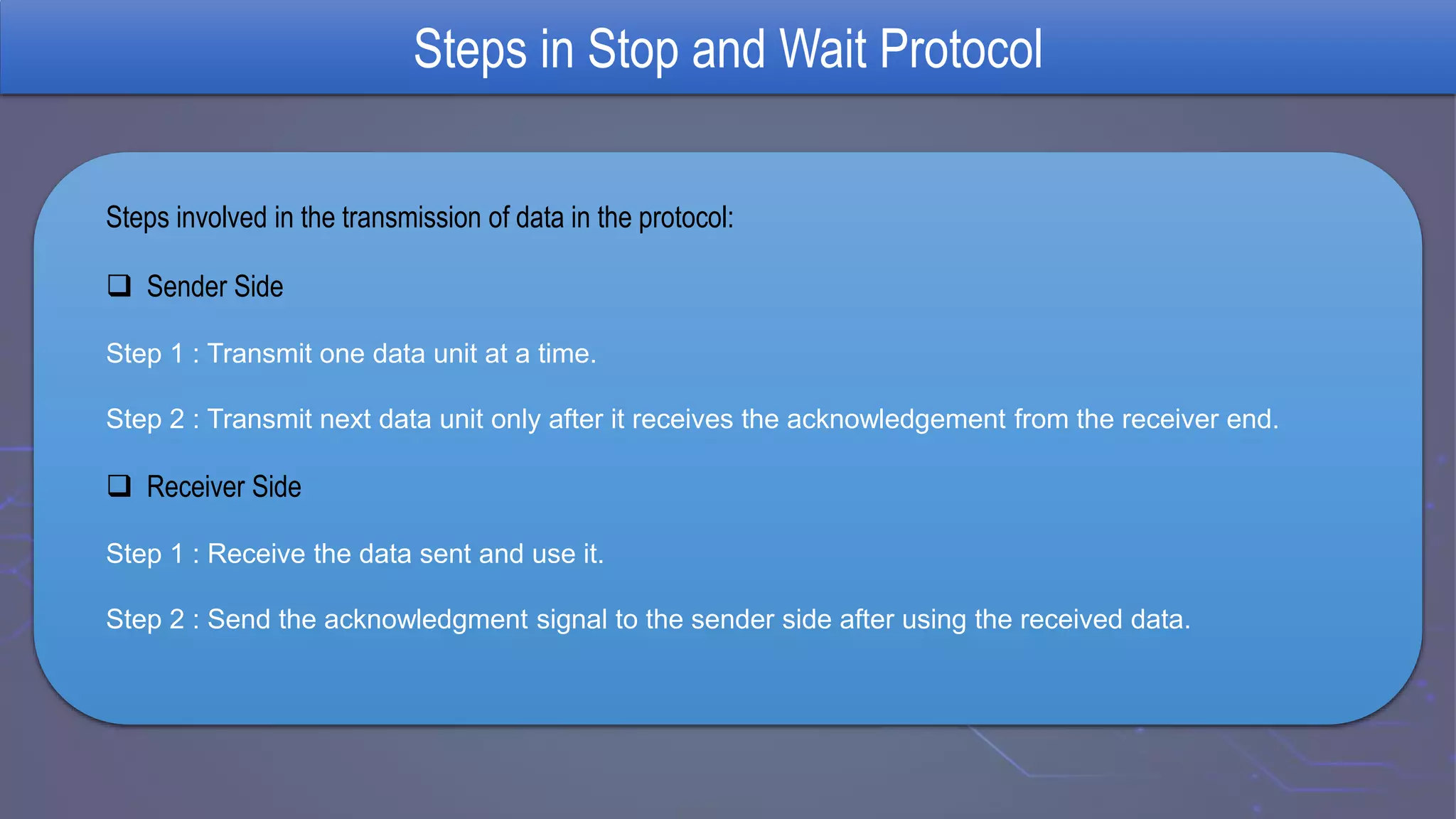 What Stop and Wait Protocol? | PPT