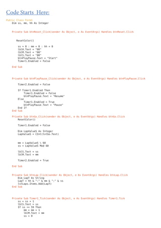 Stop watch and array | PDF