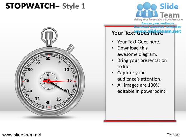 Stopwatch clock race measuring design 1 powerpoint ppt templates. | PPT