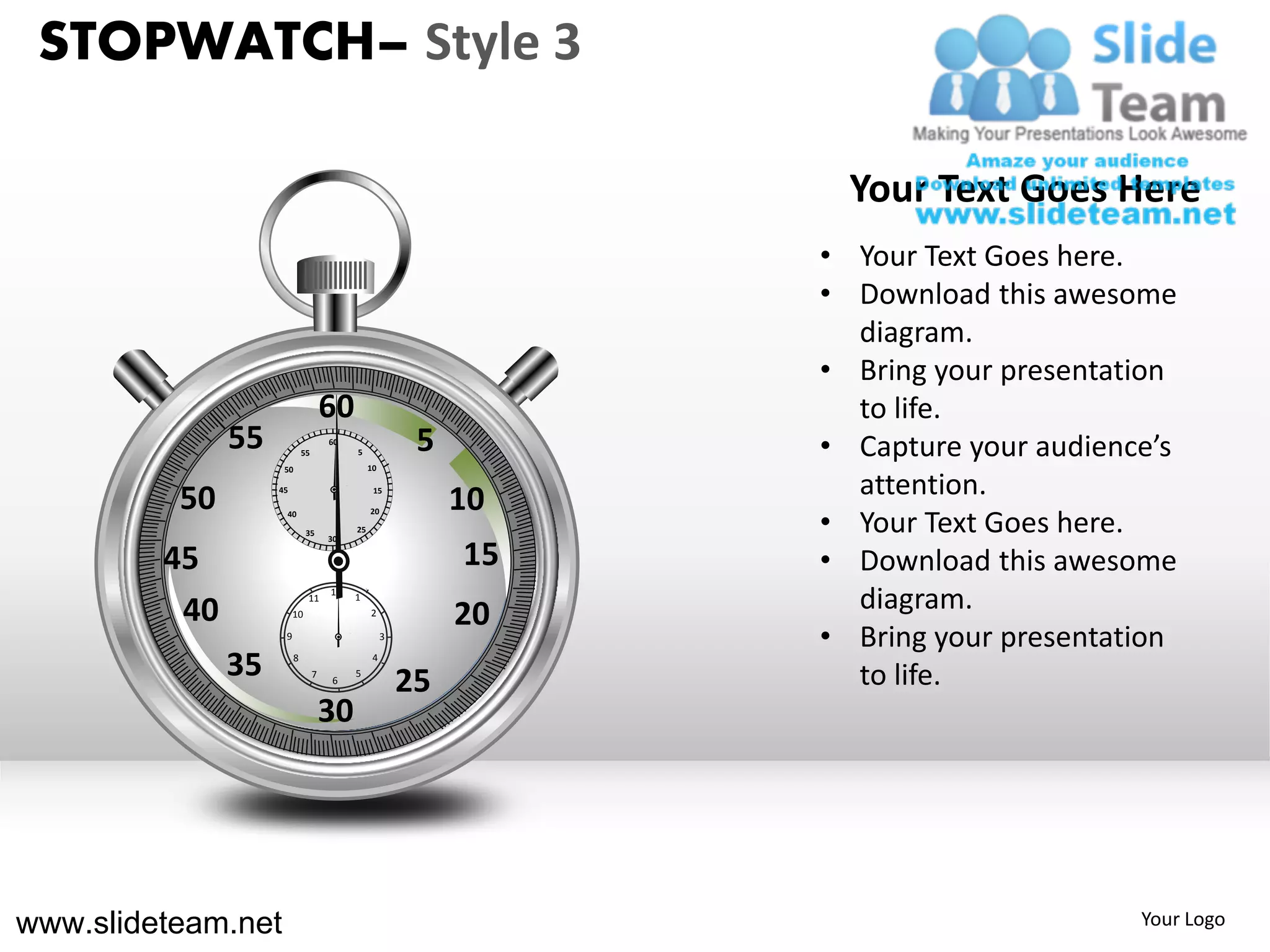 Stopwatch design 3 powerpoint ppt templates. | PPT