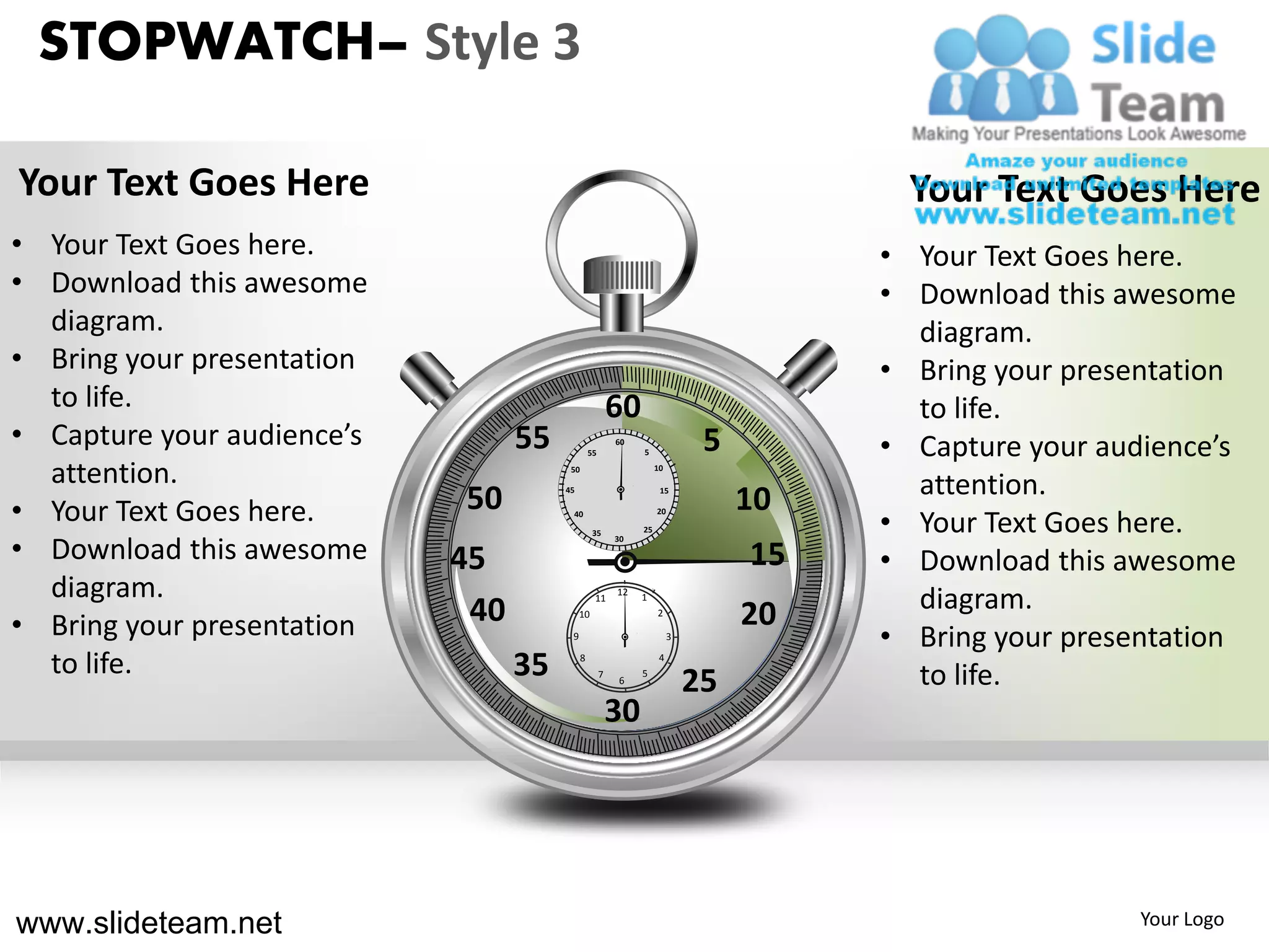 Stopwatch design 3 powerpoint ppt templates. | PPT