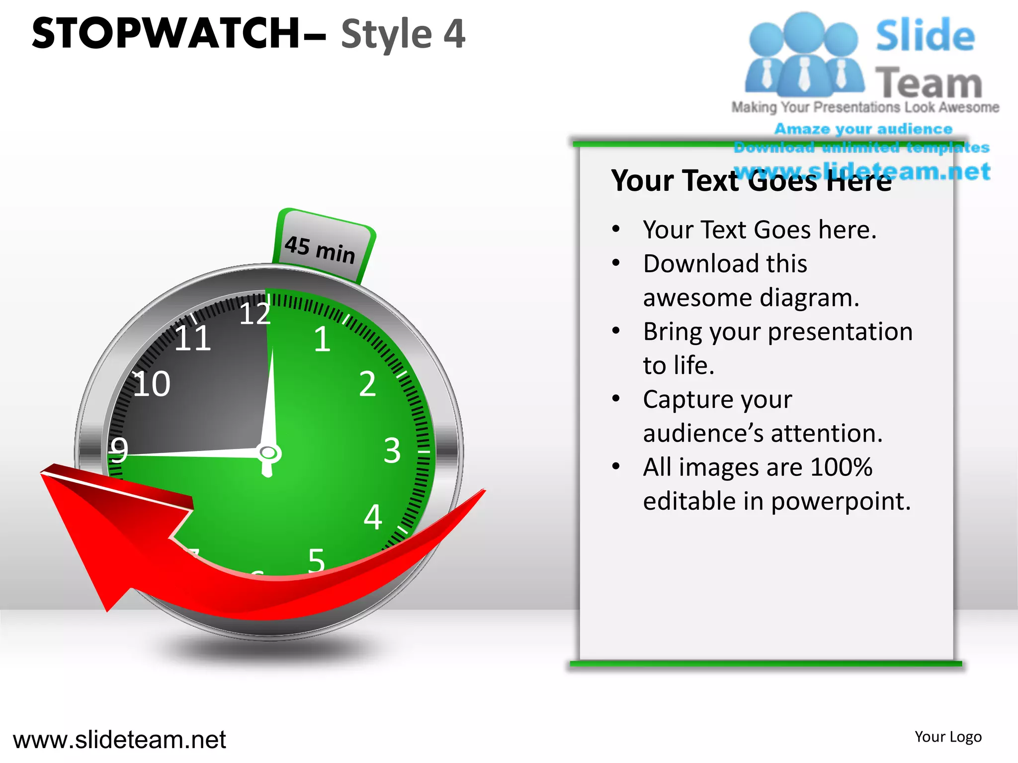 Stopwatch design 4 powerpoint ppt templates. | PPT