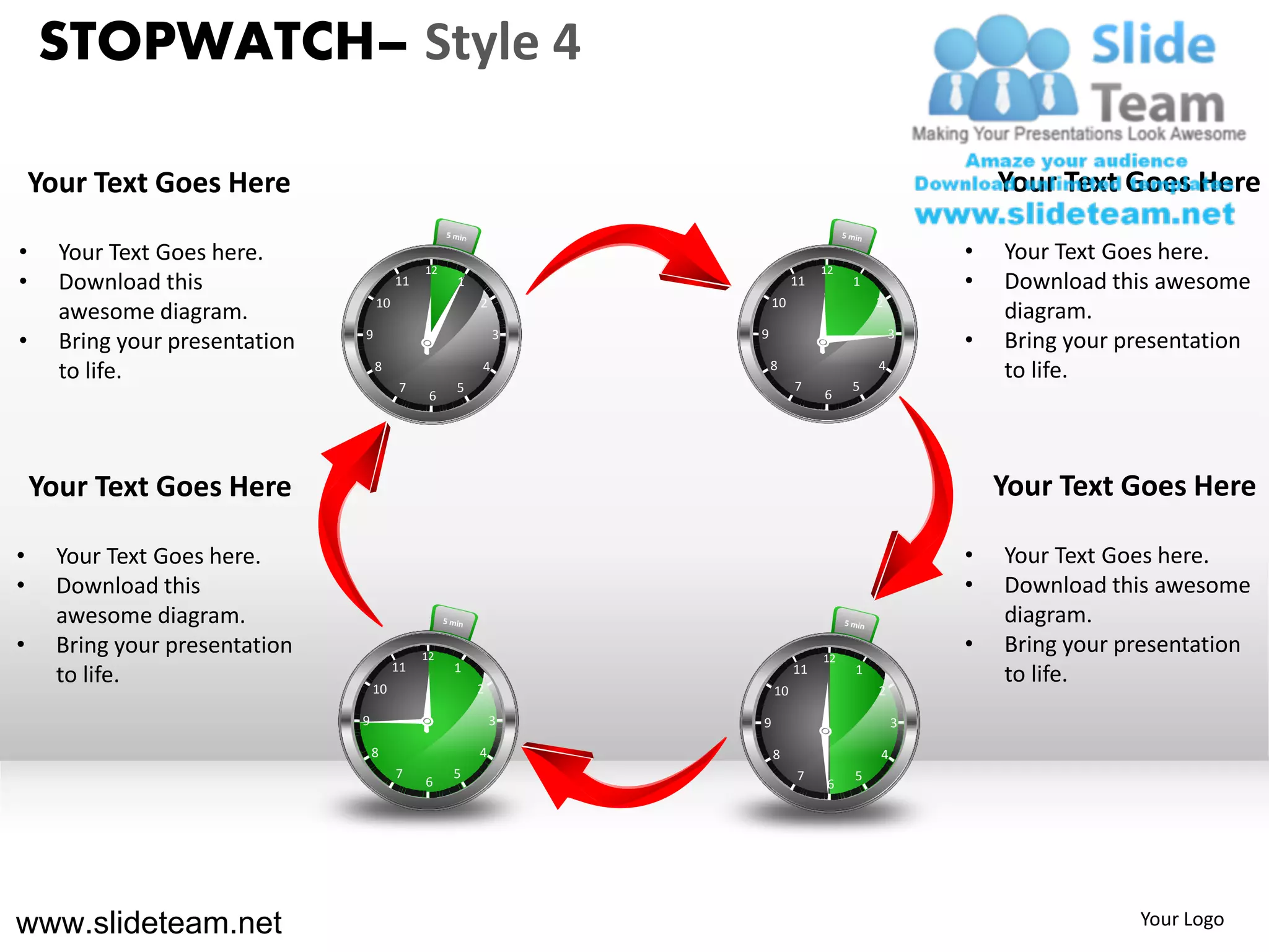 Stopwatch design 4 powerpoint ppt templates. | PPT