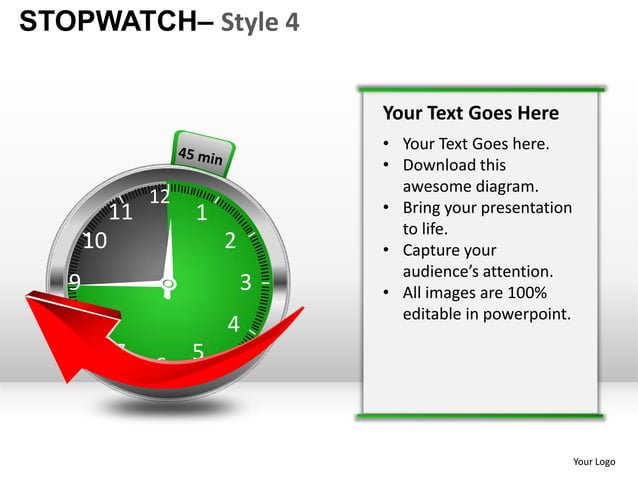 Stopwatch style 4 powerpoint presentation templates | PPT