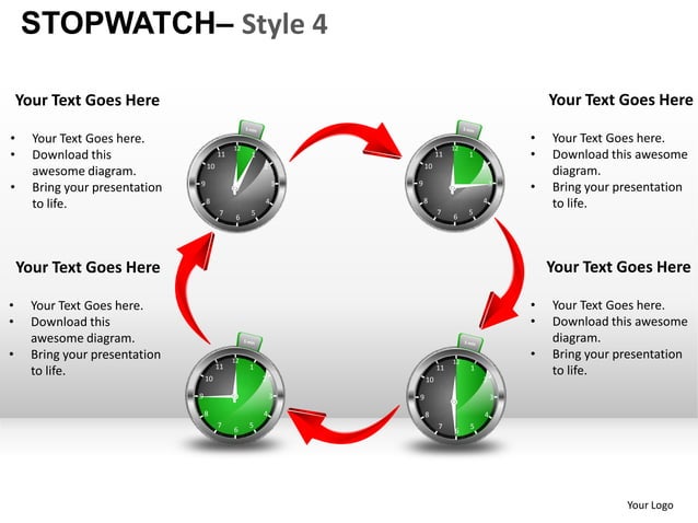 Stopwatch style 4 powerpoint presentation templates | PPT
