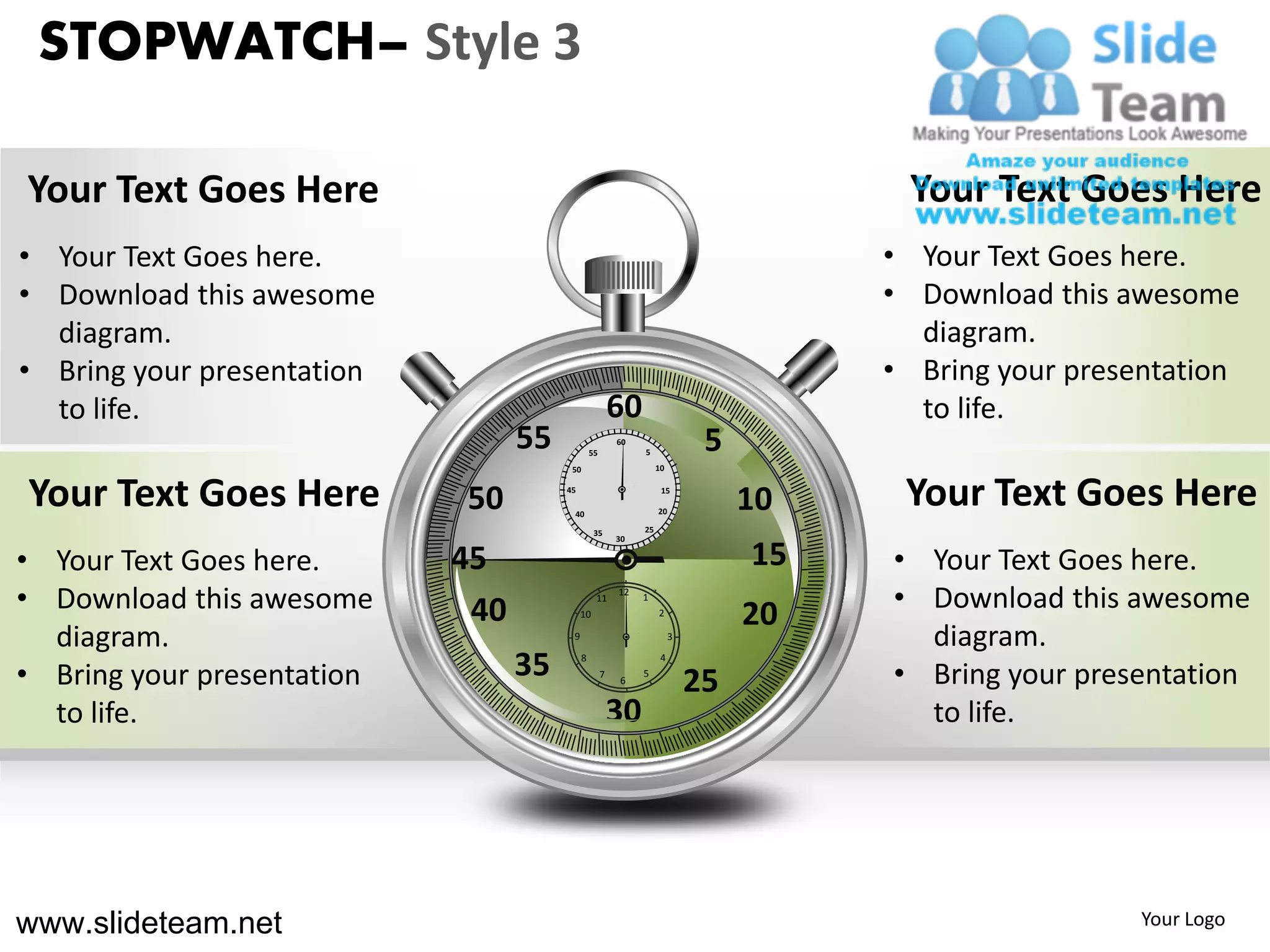 Stopwatch style design 3 powerpoint presentation slides. | PPT