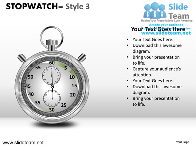 Stopwatch style design 3 powerpoint presentation slides. | PPT