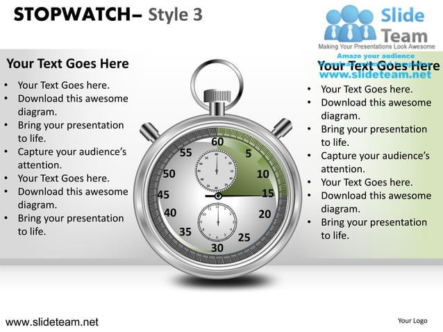 Stopwatch style design 3 powerpoint presentation slides. | PPT