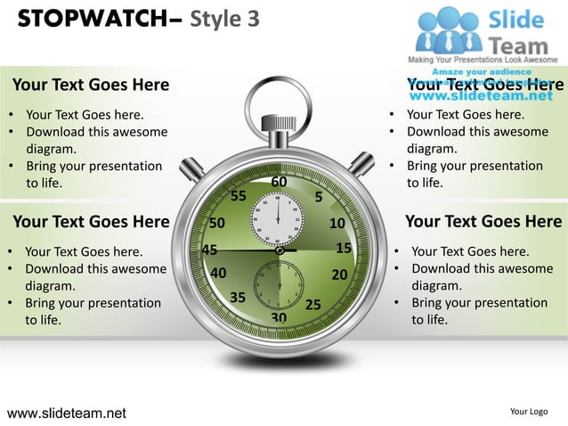 Stopwatch style design 3 powerpoint presentation slides. | PPT