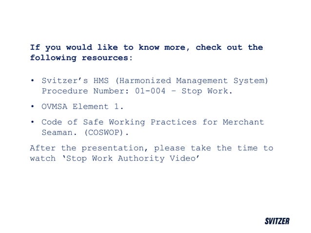 Stop Work Authority Power Point Presentation | PPTX