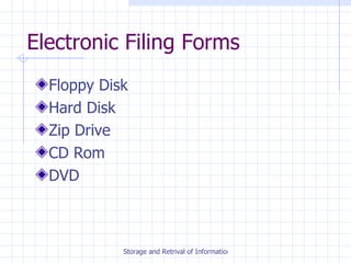 Storage And Retrieval Of Information | PPT